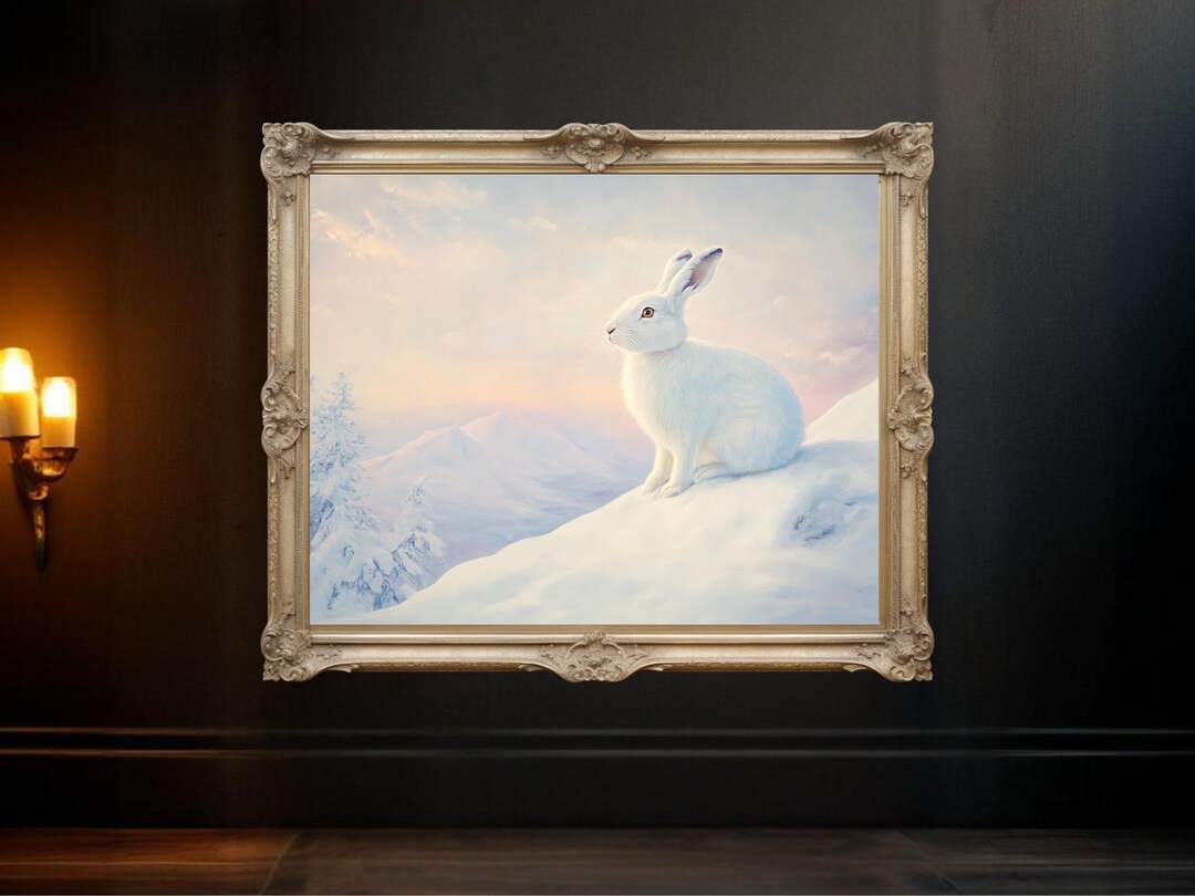 Winter Wonderland Rabbit Art, Cute Snowy Bunny Print, Enchanted Forest ...