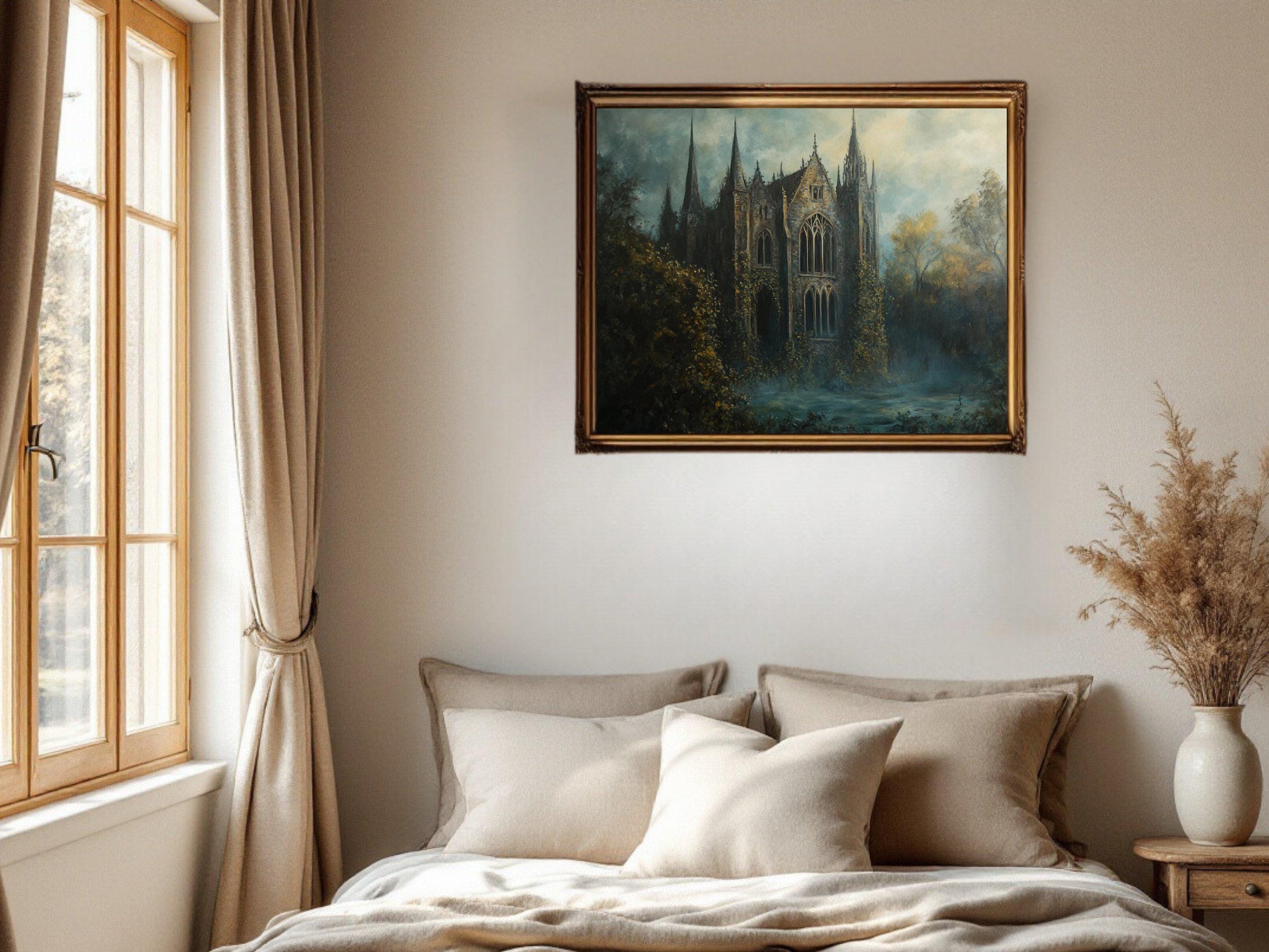 Gothic Castle Wall Art, Spooky Haunted Castle Print, Dark Mysterious ...