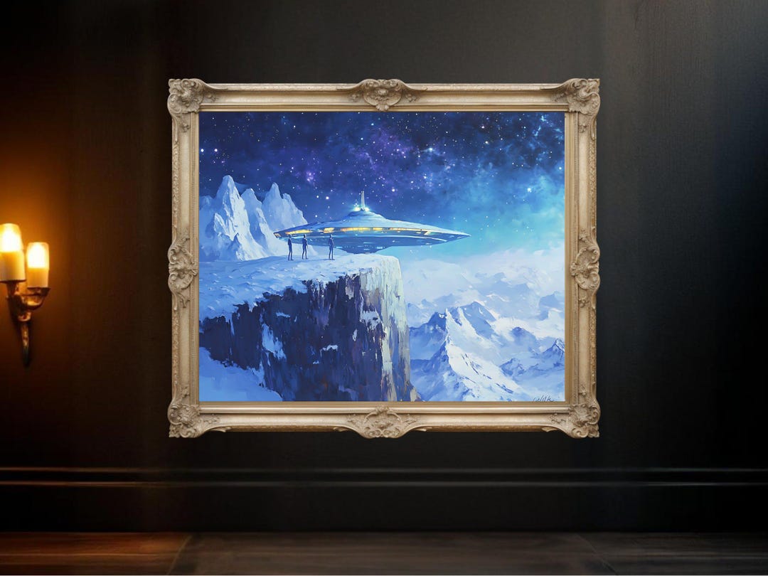 Futuristic Spaceship Wall Art, Alien Landscape Print, Sci-fi Decor ...