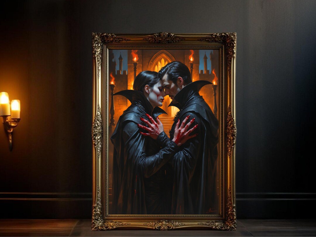 Gothic Vampire Lovers Wall Art, Romantic Gothic Decor, Dark Romance ...