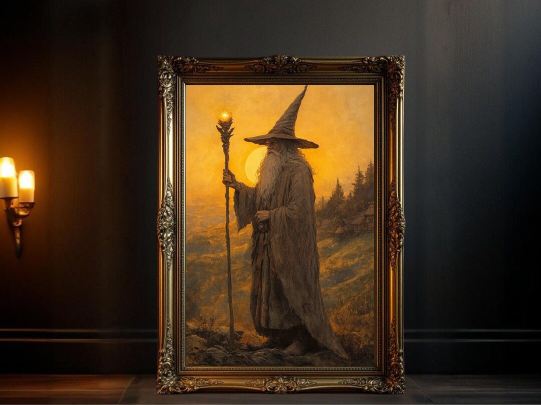 Enchanted Wizard Wall Art Magical Fantasy Decor Mythical Sorcerer ...