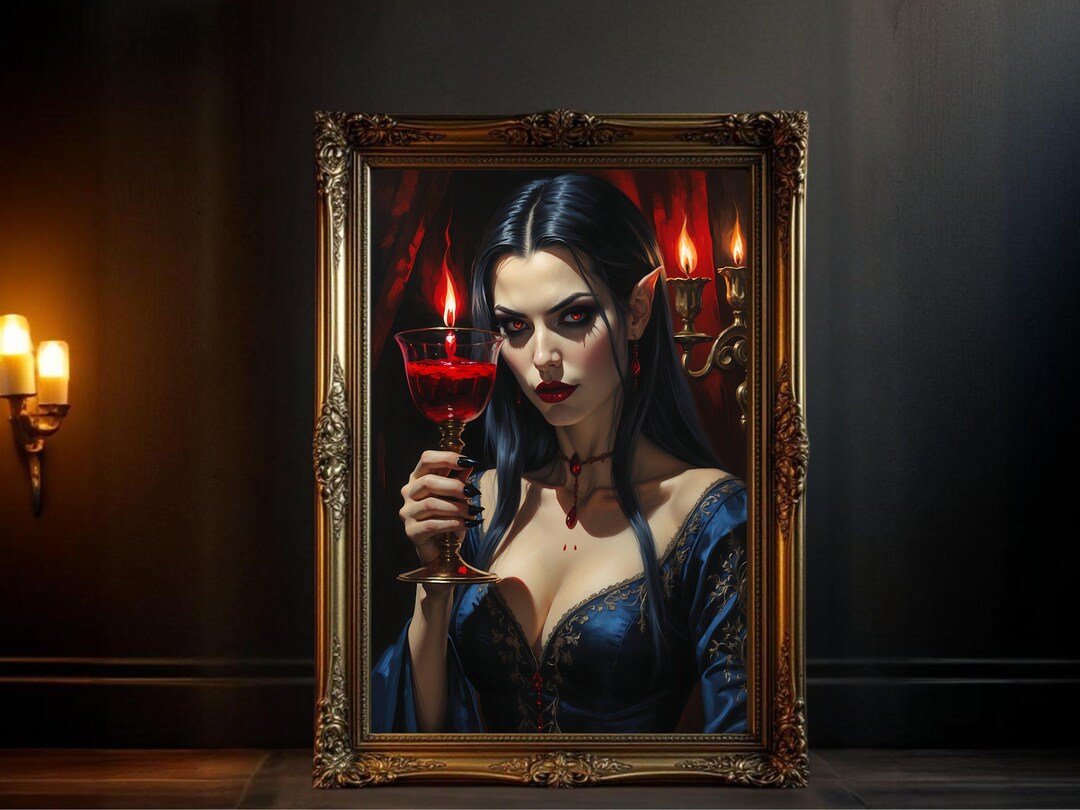 Gothic Vampire Wall Art, Dark Fantasy Vampire Print, Mysterious Female ...