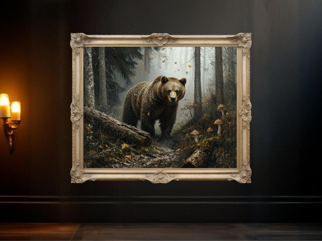 Majestic Bear in Forest Print, Rustic Wall Art, Nature Wildlife Decor ...
