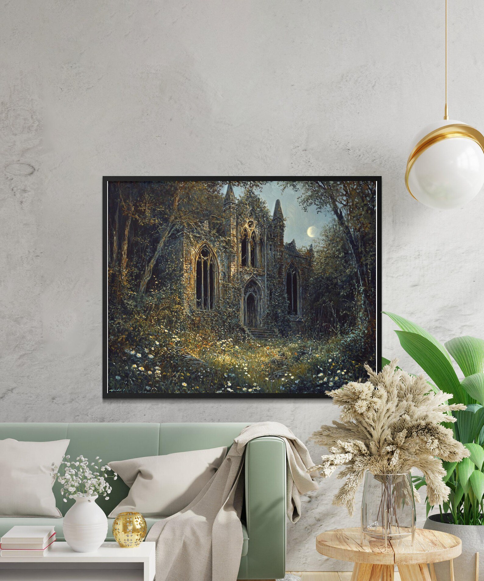 Enchanted Gothic Ruins Wall Art, Mystical Abandoned Castle Print ...