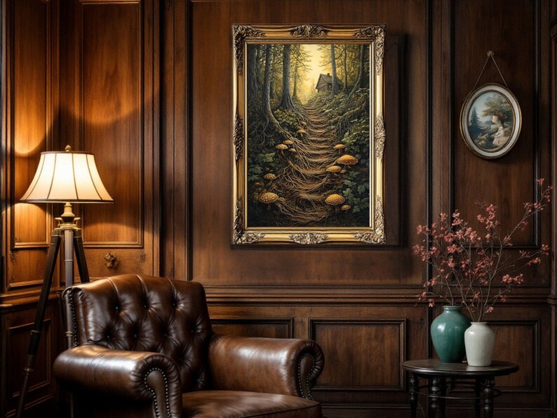 Enchanted Forest Path Wall Art, Mystical Woodland Scene Print, Cozy Cabin Decor, Nature-inspired ...