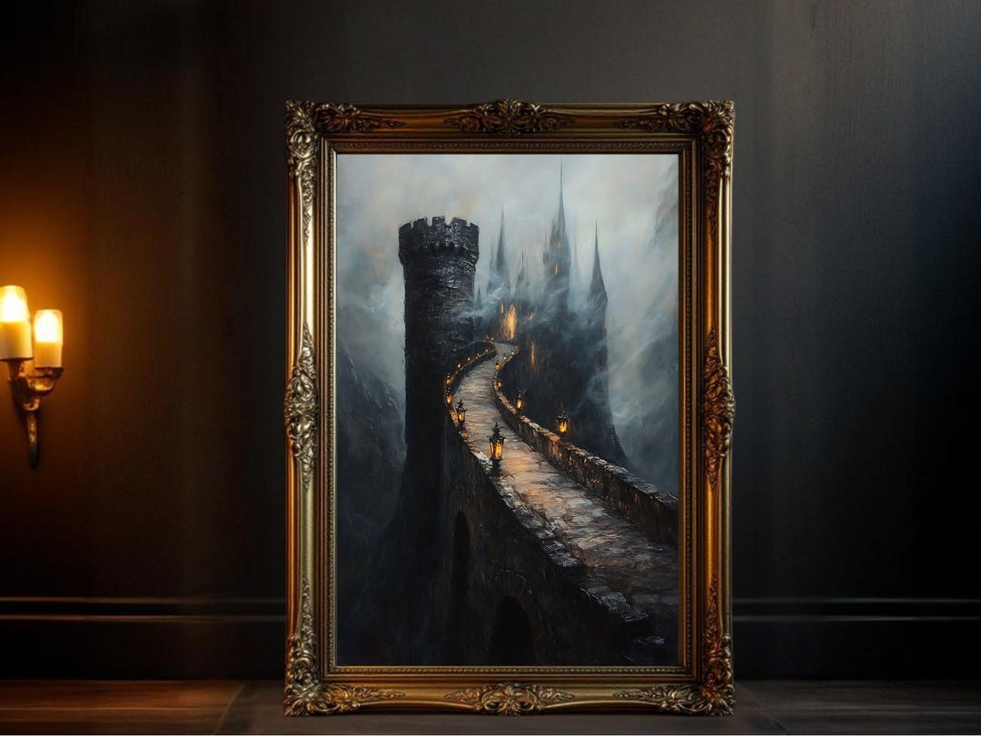 Gothic Castle Wall Art, Dark Fantasy Art Print, Haunted Castle Artwork ...