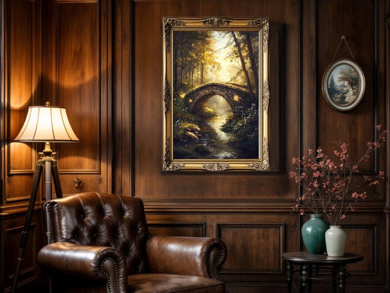 Enchanting Forest Bridge Wall Art, Nature Landscape Print, Serene ...