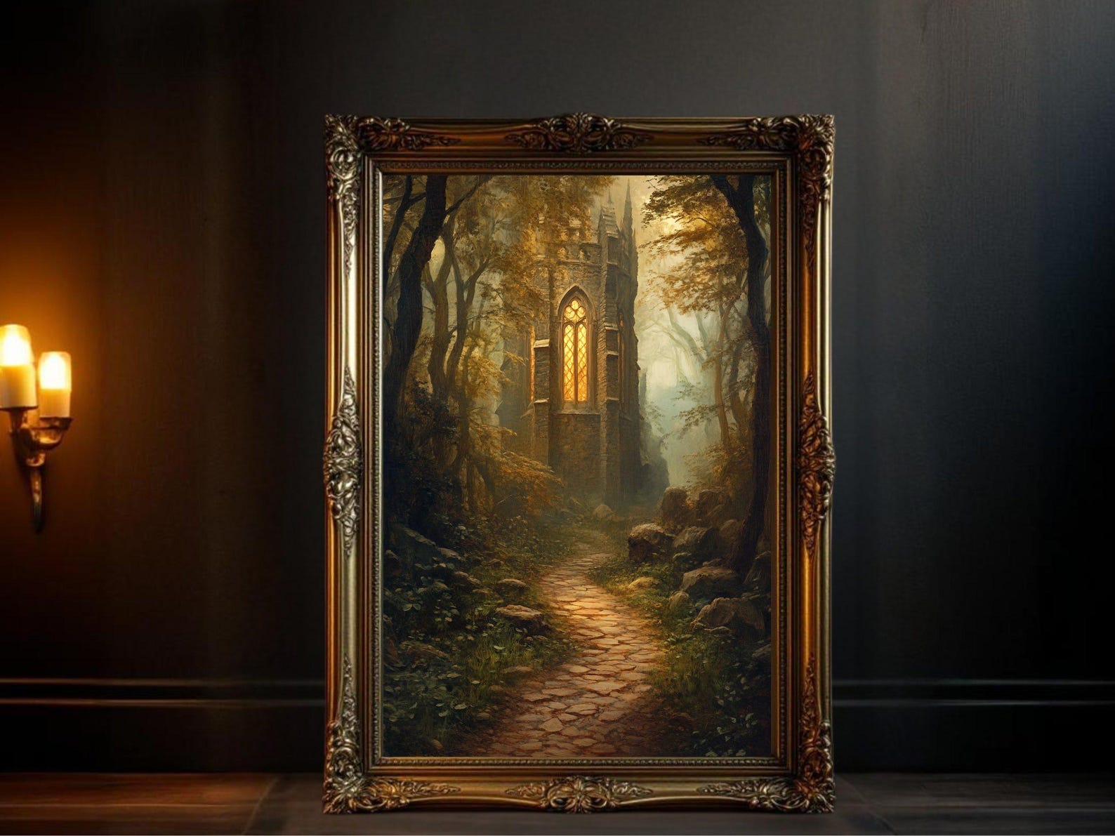 Enchanted Forest Castle Path Wall Art Print, Fairy Tale Kingdom Scenery ...