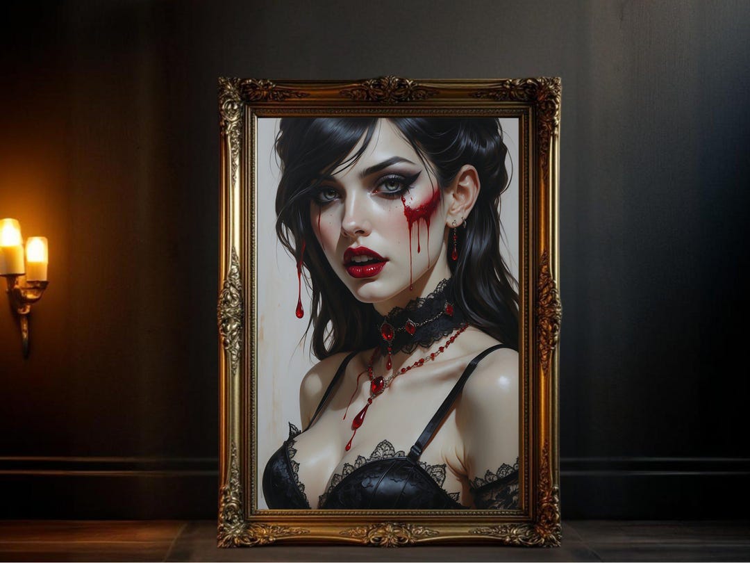 Gothic Vampire Wall Art, Dark Fantasy Poster, Horror Artwork, Sexy ...