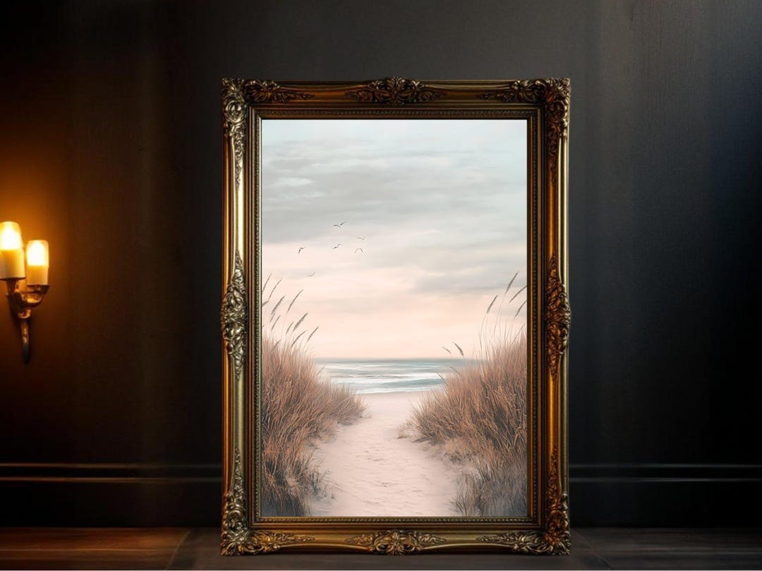 Coastal Beach Path Wall Art, Tranquil Sea View Print, Seaside Painting ...