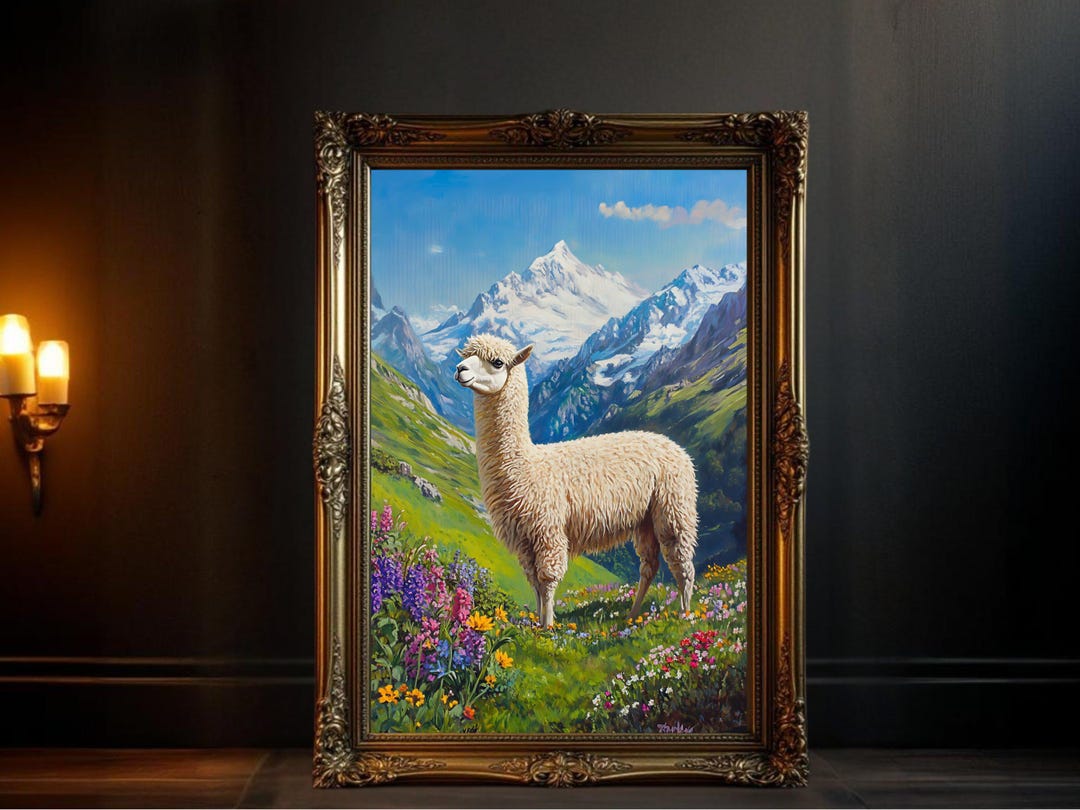 Elegant Alpaca Wall Art Print, Mountain Landscape Decor, Nature ...