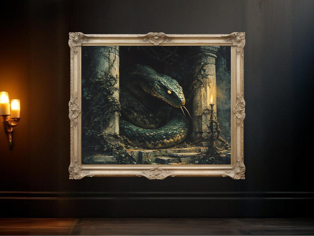 Intricate Snake Wall Art, Mystical Serpent Decor, Gothic Home Wall ...