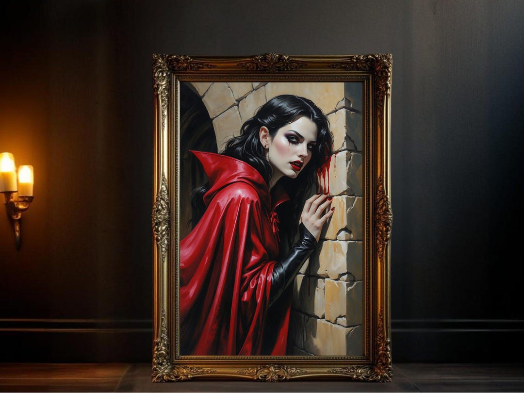 Gothic Vampire Wall Art, Dark Fantasy Woman Print, Halloween Decor ...