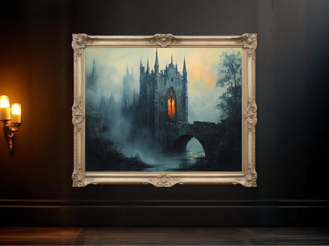 Gothic Castle Wall Art, Fantasy Landscape Print, Mystical Castle Decor ...