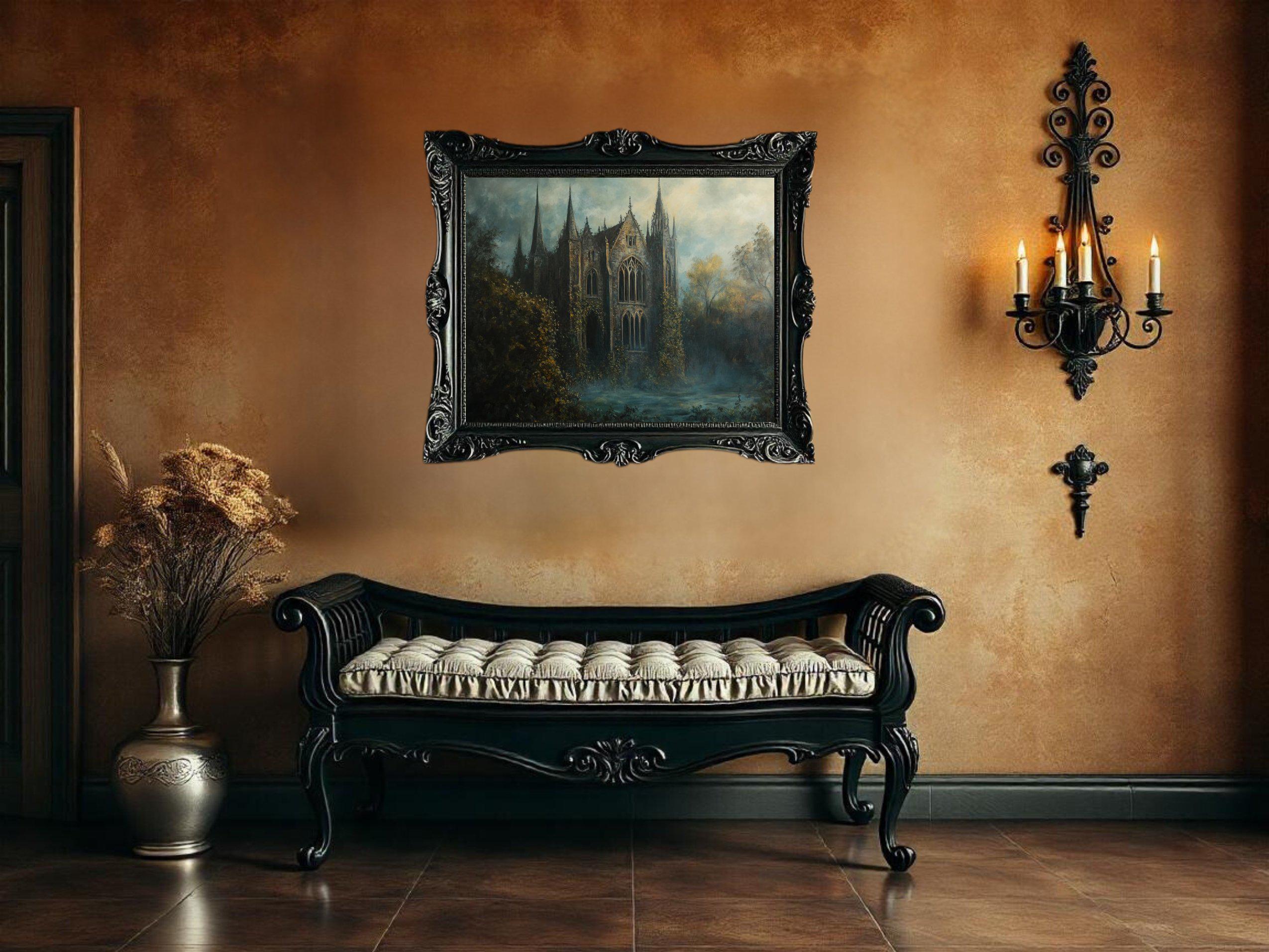 Gothic Castle Wall Art, Spooky Haunted Castle Print, Dark Mysterious ...