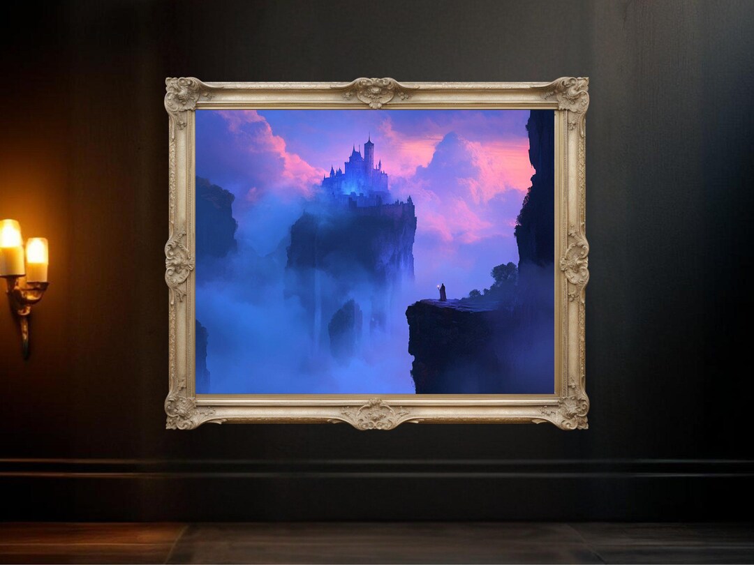 Fantasy Castle Wall Art, Enchanted Landscape Print, Dreamy Castle in ...