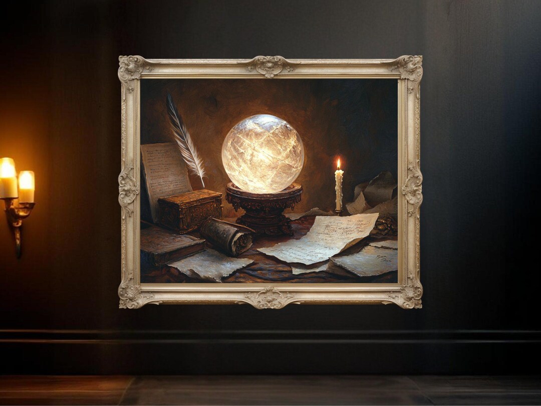 Crystal Ball Mystical Wall Art, Magic Theme Vintage Decor, Candle Lit ...