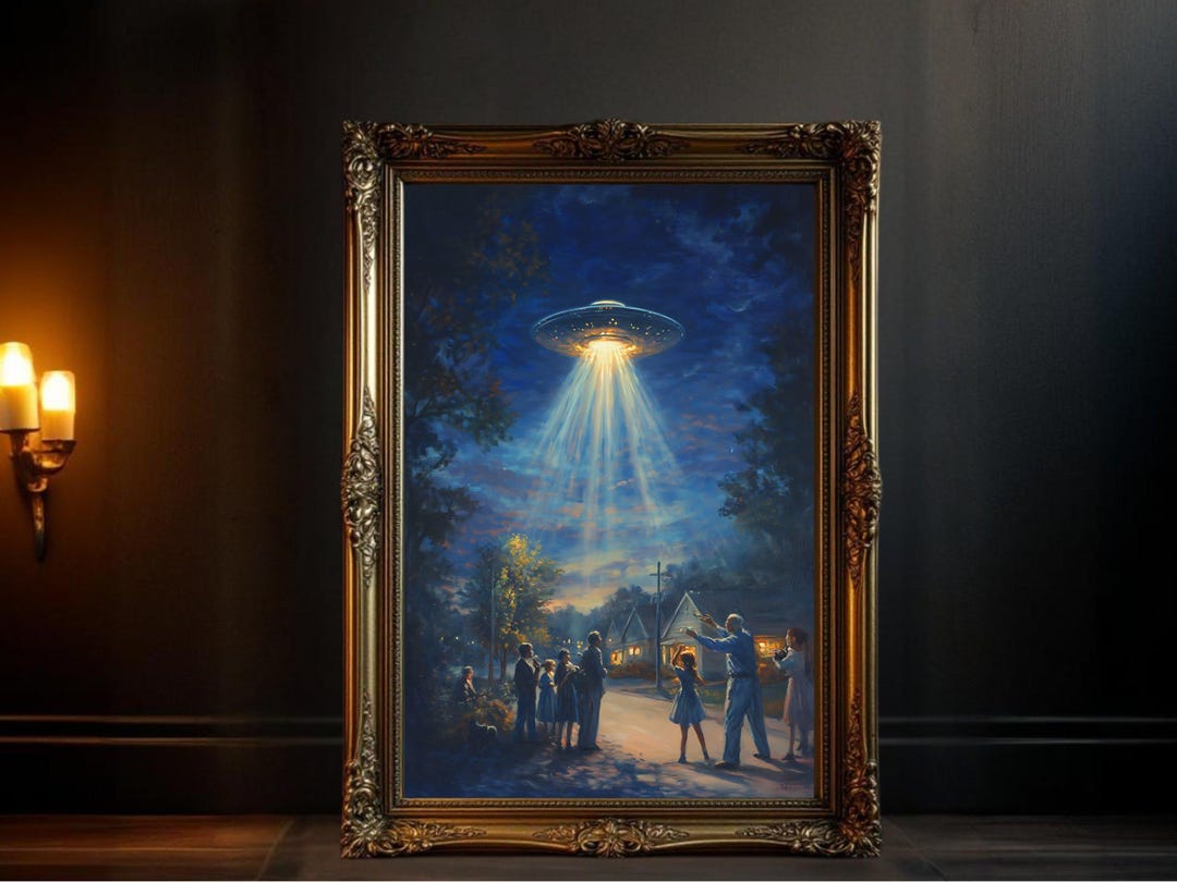 UFO Sightings Wall Art, Alien Abduction Art Print, Sci-fi Decor, Outer ...