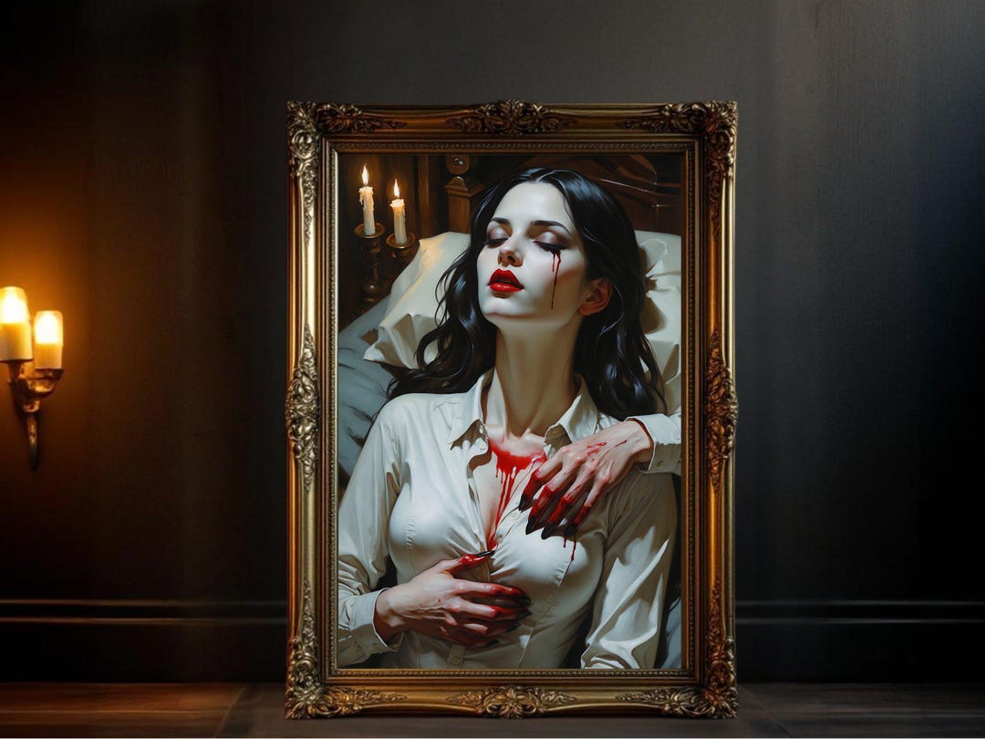Gothic Vampire Queen Wall Art, Dark Fantasy Vampire Print, Blood Queen ...