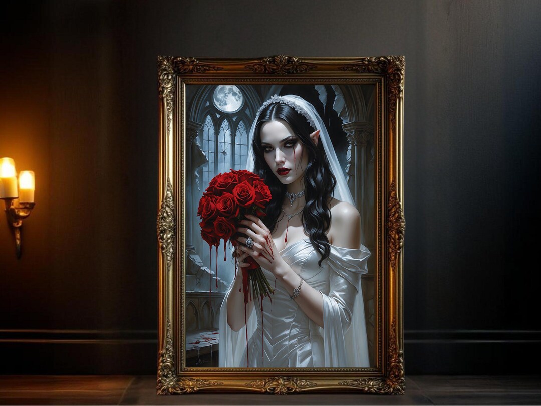 Gothic Vampire Bride Wall Art, Gothic Wedding Decor, Vampire Bride ...