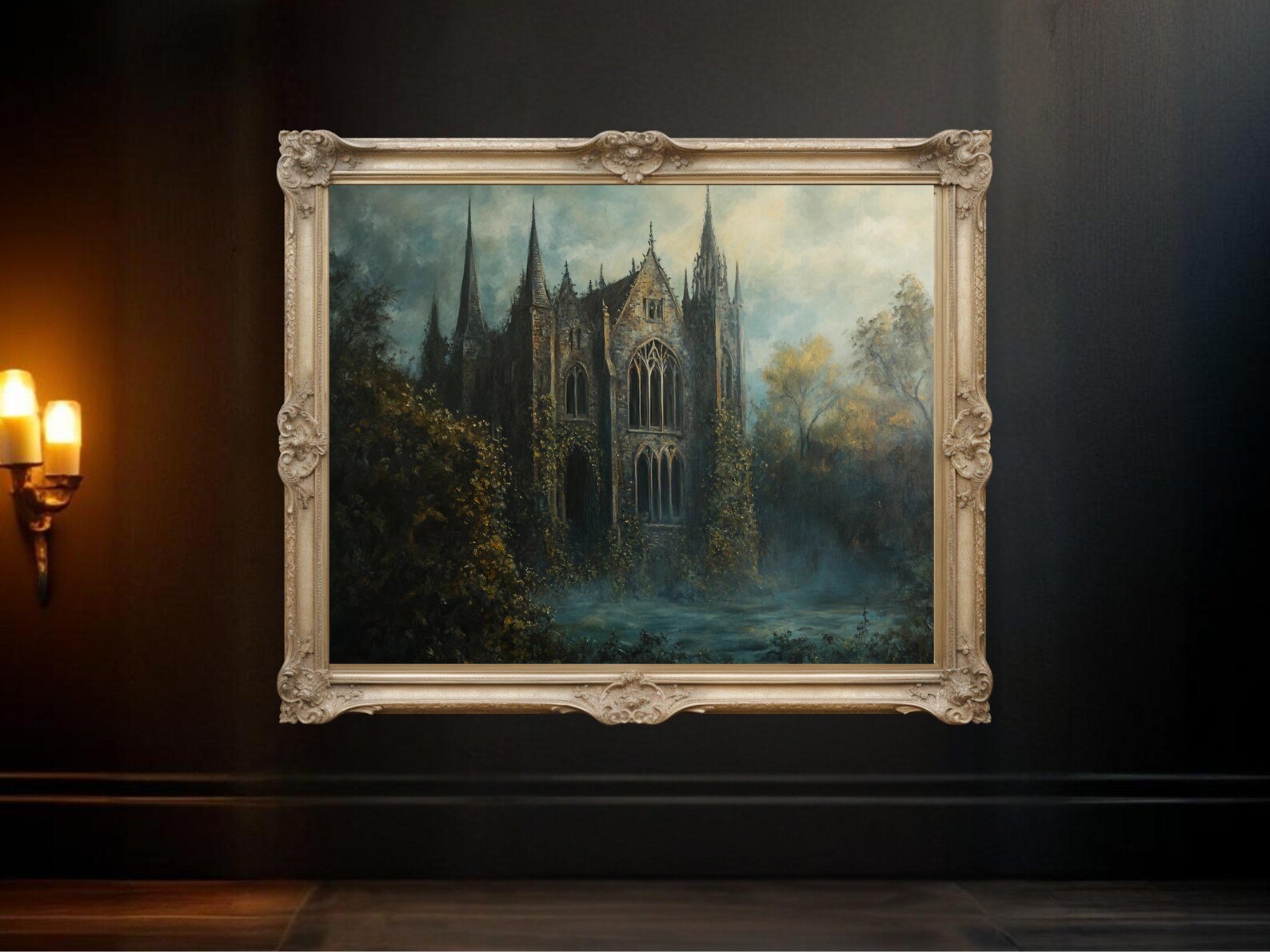 Gothic Castle Wall Art, Spooky Haunted Castle Print, Dark Mysterious ...