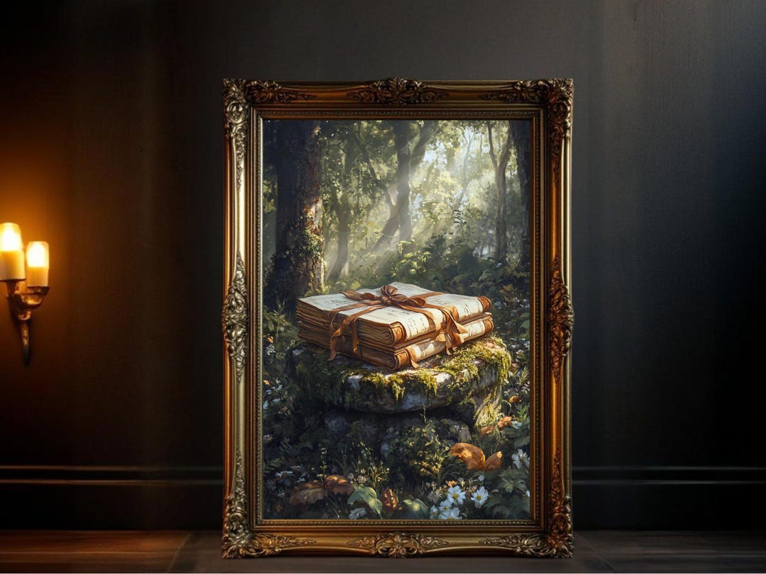 Enchanted Forest Wall Art Print, Nature Fantasy Art, Wrapped Scrolls in ...