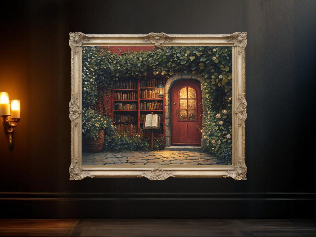 Enchanting Library Wall Art, Cozy Reading Nook Canvas Print, Secret ...