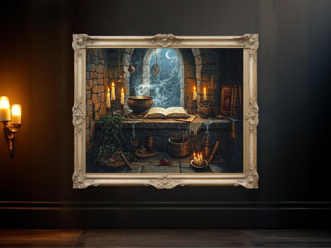 Mystical Medieval Alchemy Wall Art Print, Fantasy Wizard Study Decor ...