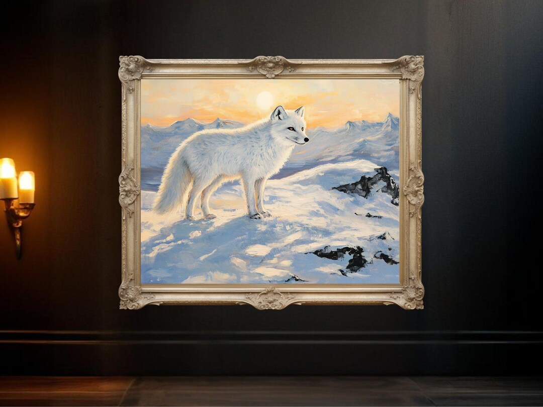 Arctic Fox Wall Art, Winter Landscape Painting, Nature Inspired Home ...