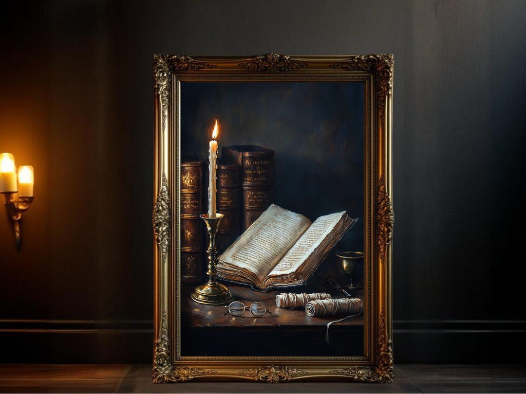 Vintage Inspired Library Art, Dark Academia Art Printable, Antique Book ...