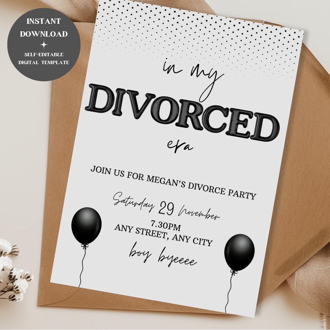 Editable Divorce Party Invitation, 5x7 Inch, in My Divorced Era Digital Template, Instant ...