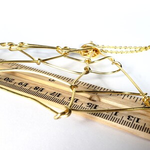 Large Golden Spider Web Necklace - Gold Extra Long Pendant Handmade ...