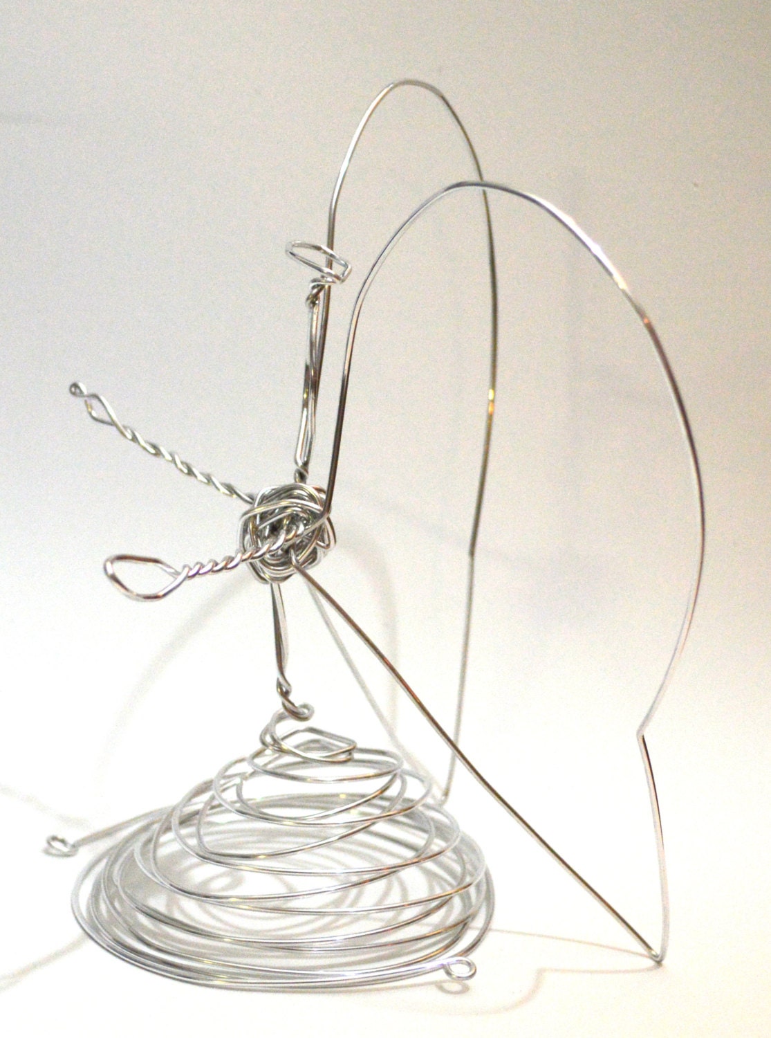 Large Silver Angel- Simple Wire Angel Tree Topper- Silver Tone Aluminum ...