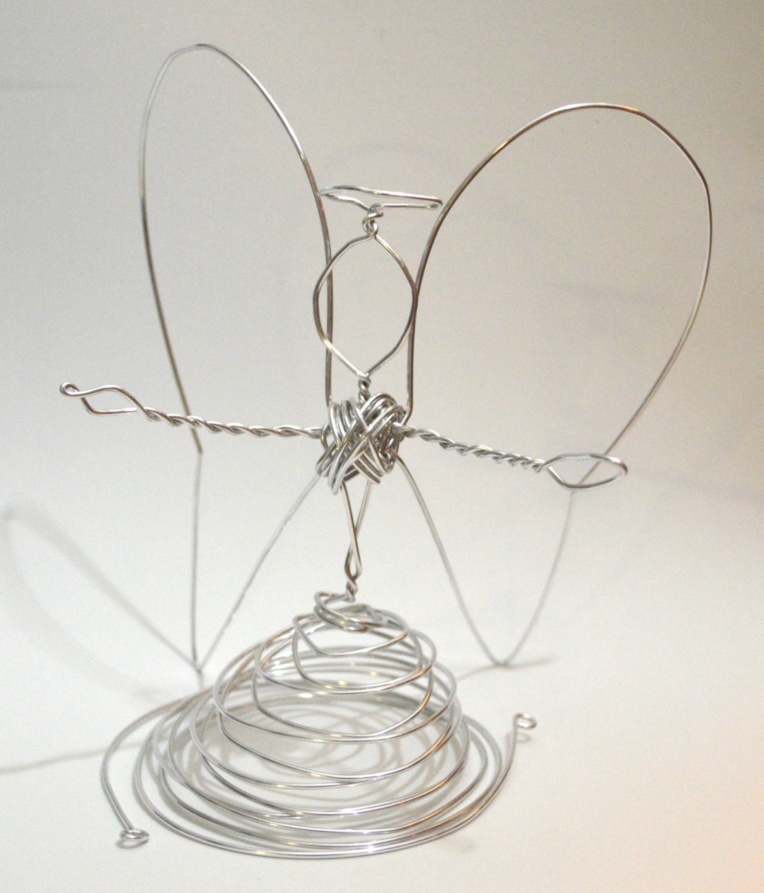 Large Silver Angel- Simple Wire Angel Tree Topper- Silver Tone Aluminum ...