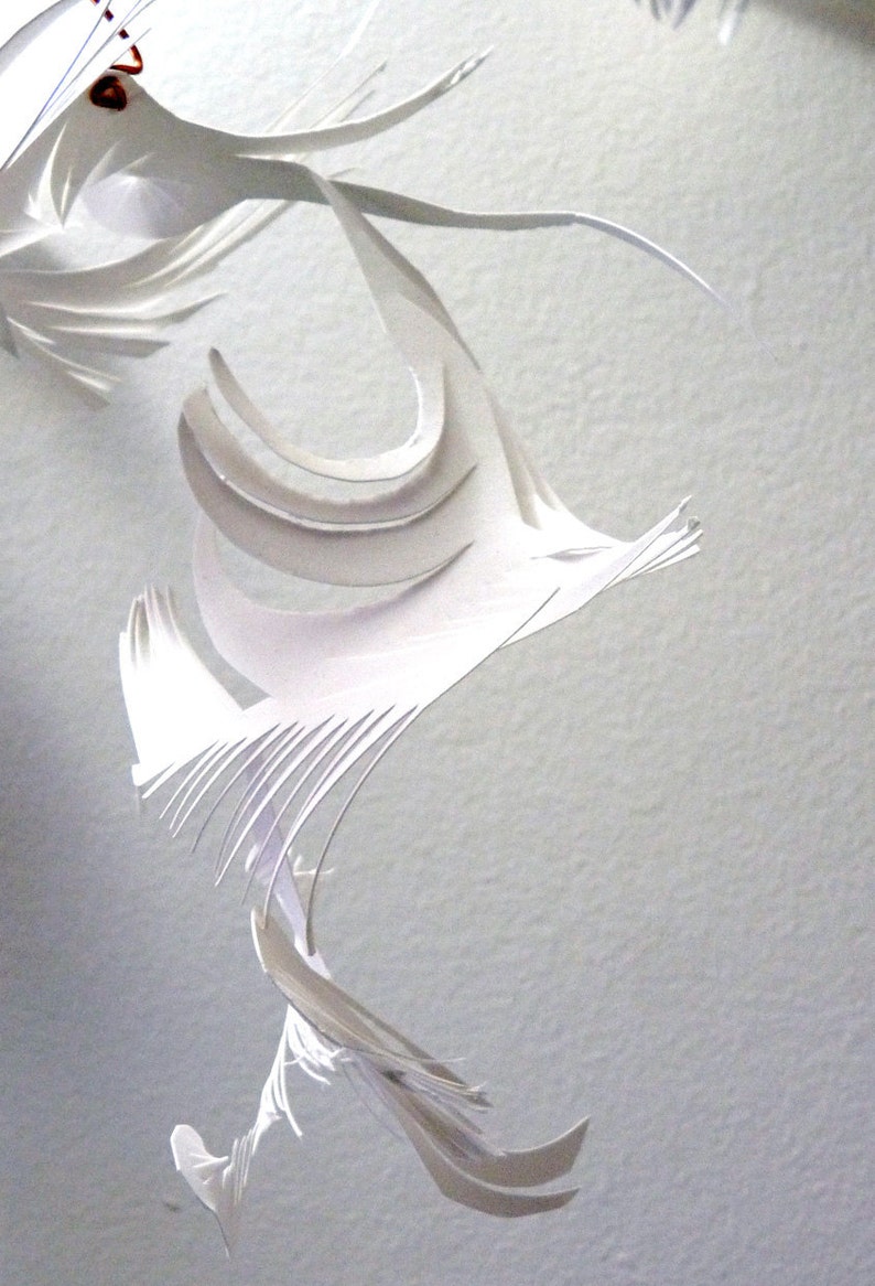 Wobble White Cut Paper & Copper art mobile hanging | Etsy