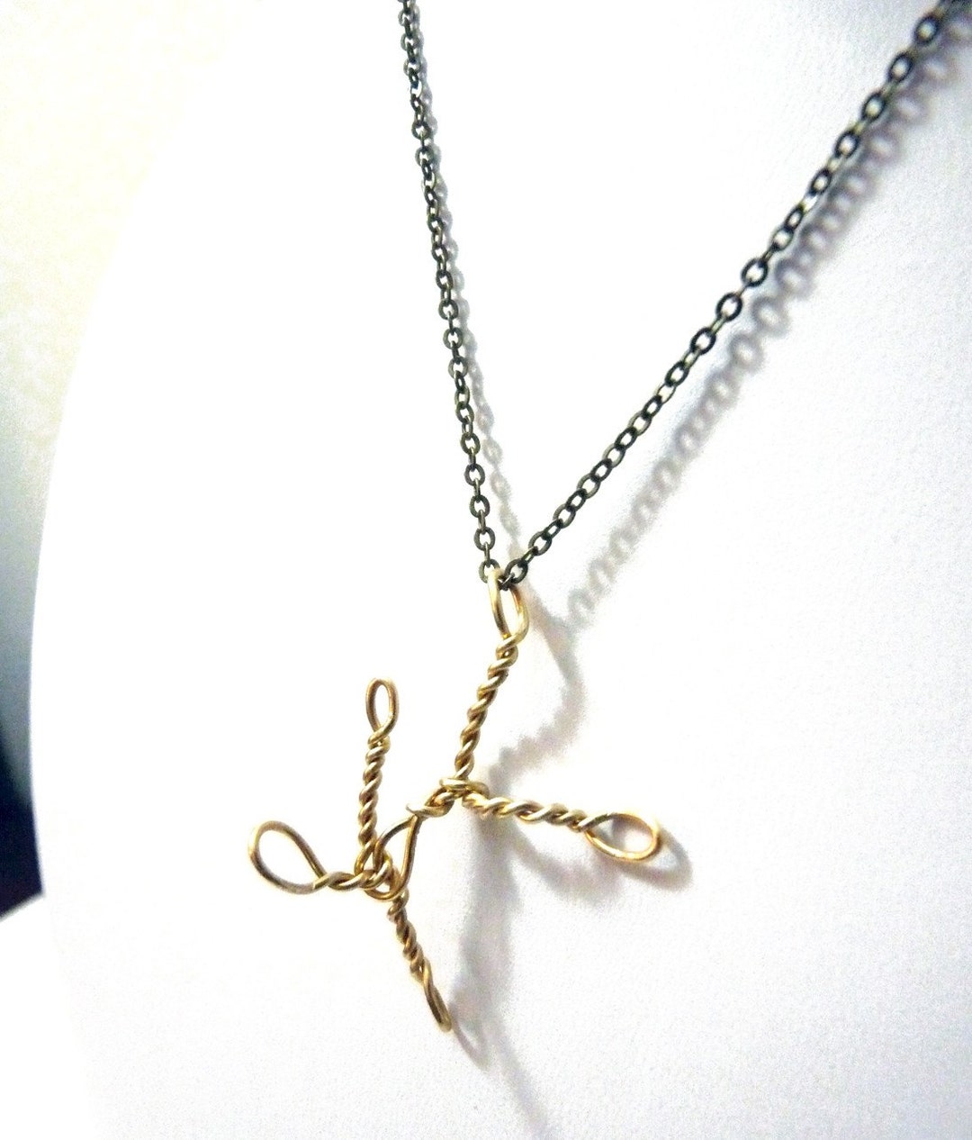 Woah- Stick Man Stuck Brass Necklace - Etsy