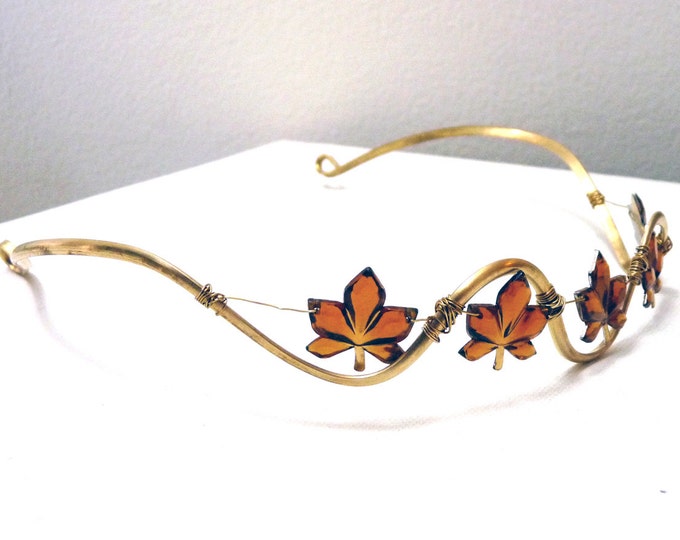 Golden Autumn Leaf Crown / Fantasy Tiara for Weddings and - Etsy