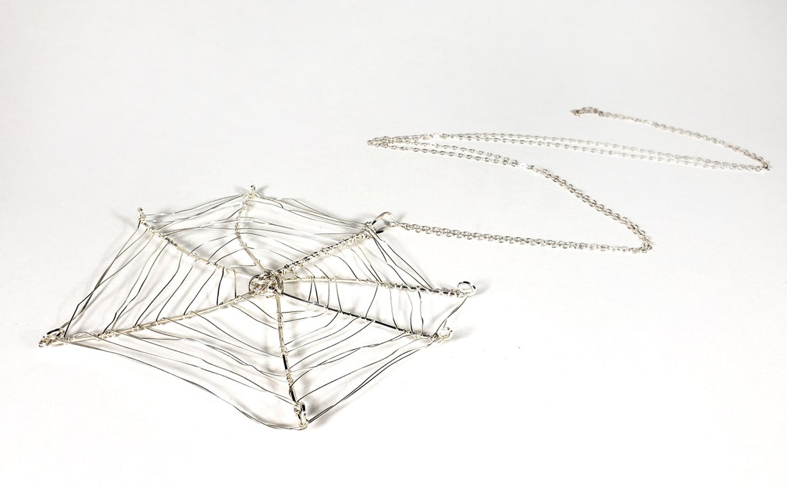 Handmade Sterling Silver Spider Web Necklace Handmade Silver - Etsy