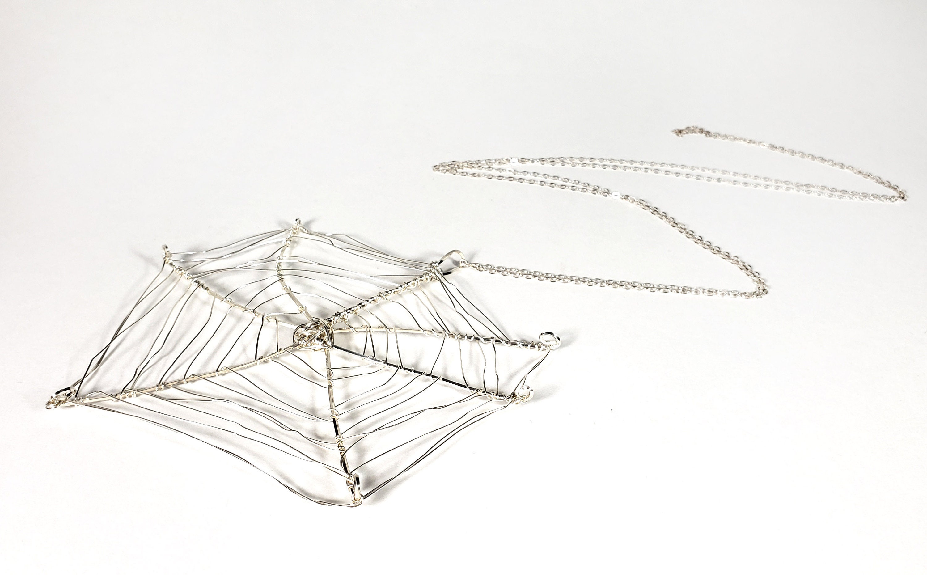 Handmade Sterling Silver Spider Web Necklace Handmade Silver Spider Web ...