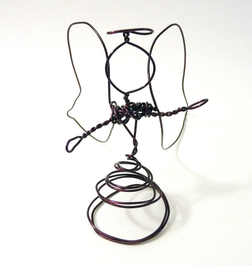 Wire Angel brown Purple Medium Aluminum Long Wings | Etsy