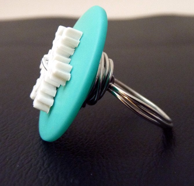Giant Aqua Blue and White Snowflake Ring- Size 6.75 / 7 - Etsy