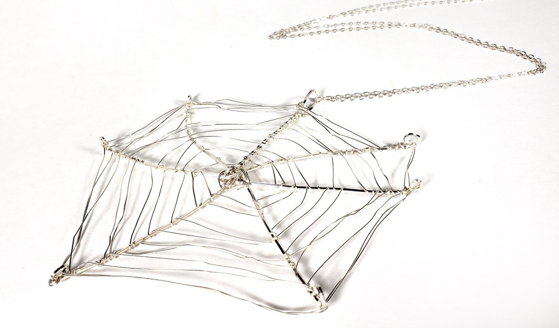 Handmade Sterling Silver Spider Web Necklace Handmade Silver | Etsy