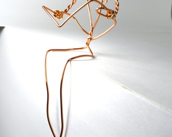 Big Copper Mermaid W/ Long Hair Wire Sculpture Bookshelf | Etsy