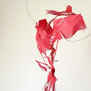 Red Feather- Cut Paper Hanging Sculpture - Etsy
