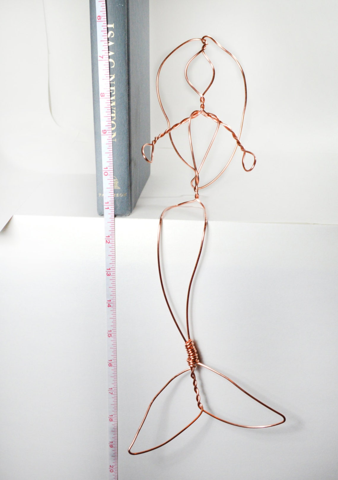 Big Copper Mermaid W/ Long Hair- Wire Sculpture Bookshelf Mermaid ...