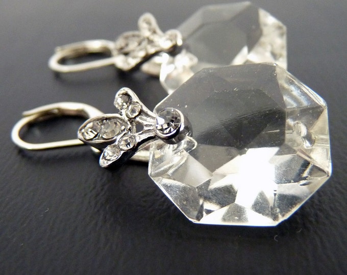 Sparkling Upcycled Chandelier Crystal Earrings - Etsy