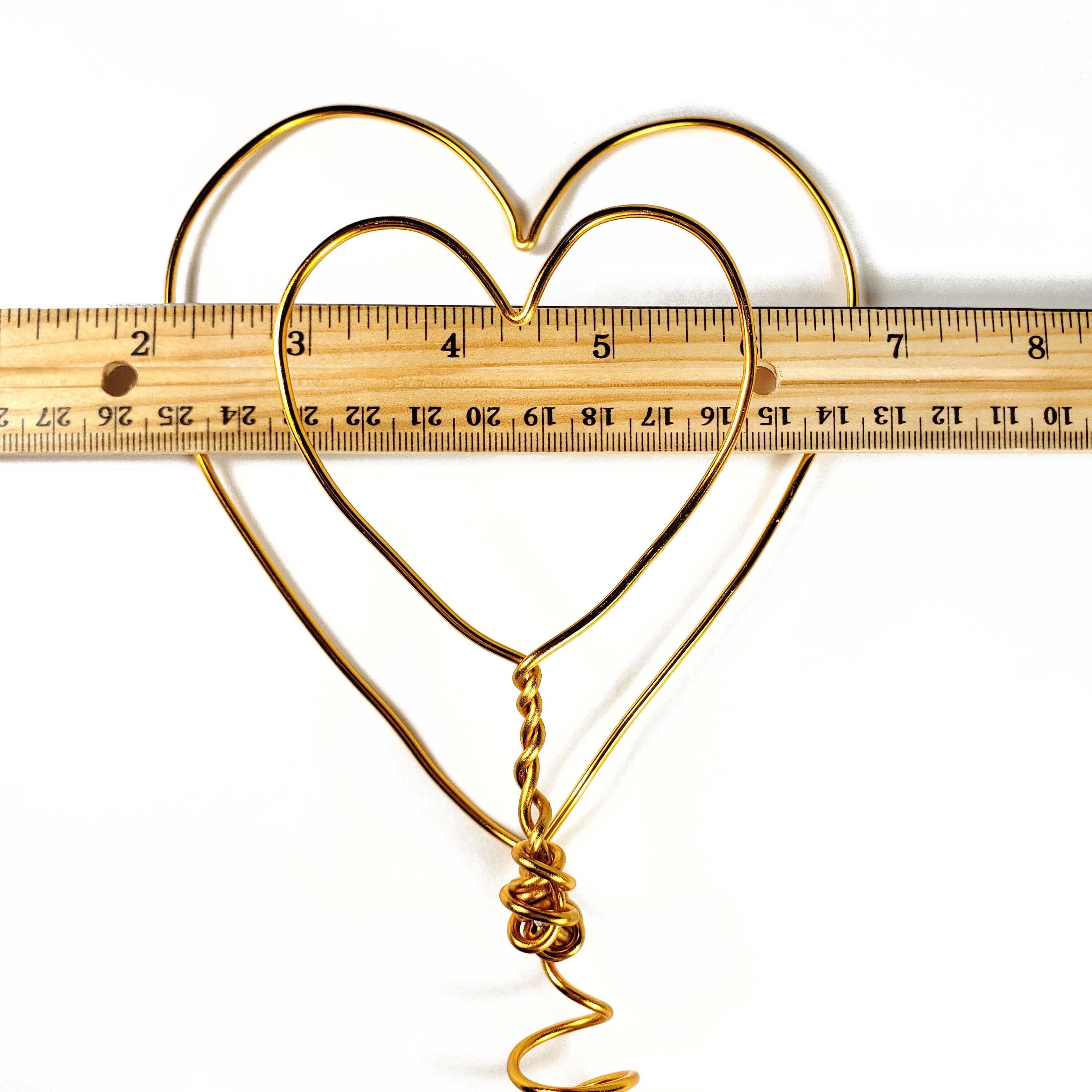 Double Heart Tree Topper- 5" Gold Two Hearts Wire Tree Topper - 122322 ...