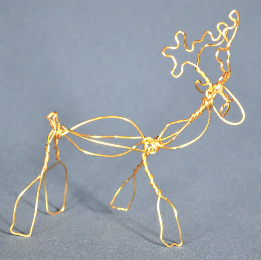 Golden Wire Reindeer - Wire Christmas Decor - Small Wire Reindeer ...