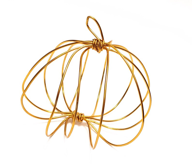 Golden Wire Pumpkin - Medium Small Gold Pumpkin - Metallic Gold Fall ...