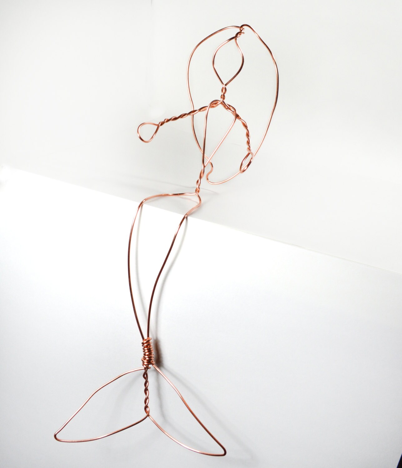 Big Copper Mermaid W/ Long Hair Wire Sculpture Bookshelf - Etsy